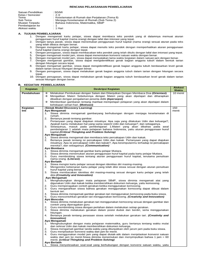 RPP K13 Tema 8 Sub 2 | PDF
