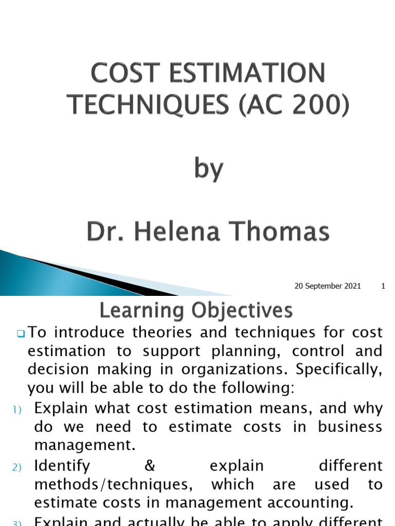 cost estimation techniques | PDF | Regression Analysis | Loss Function