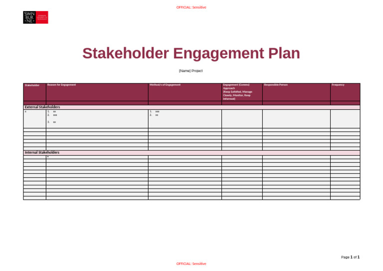 Stakeholder Engagement Plan Template | PDF
