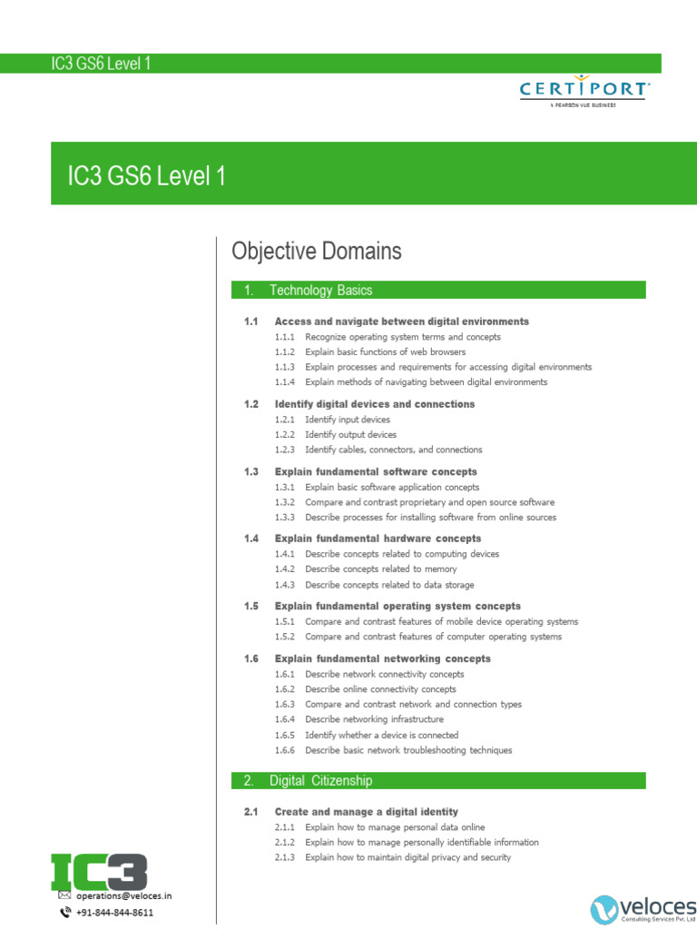 IC3 GS6 Level 1 Digital Literacy Guide | PDF | Operating System ...