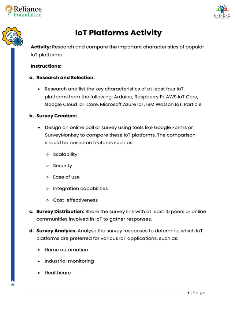 IoT Platforms Activity | PDF