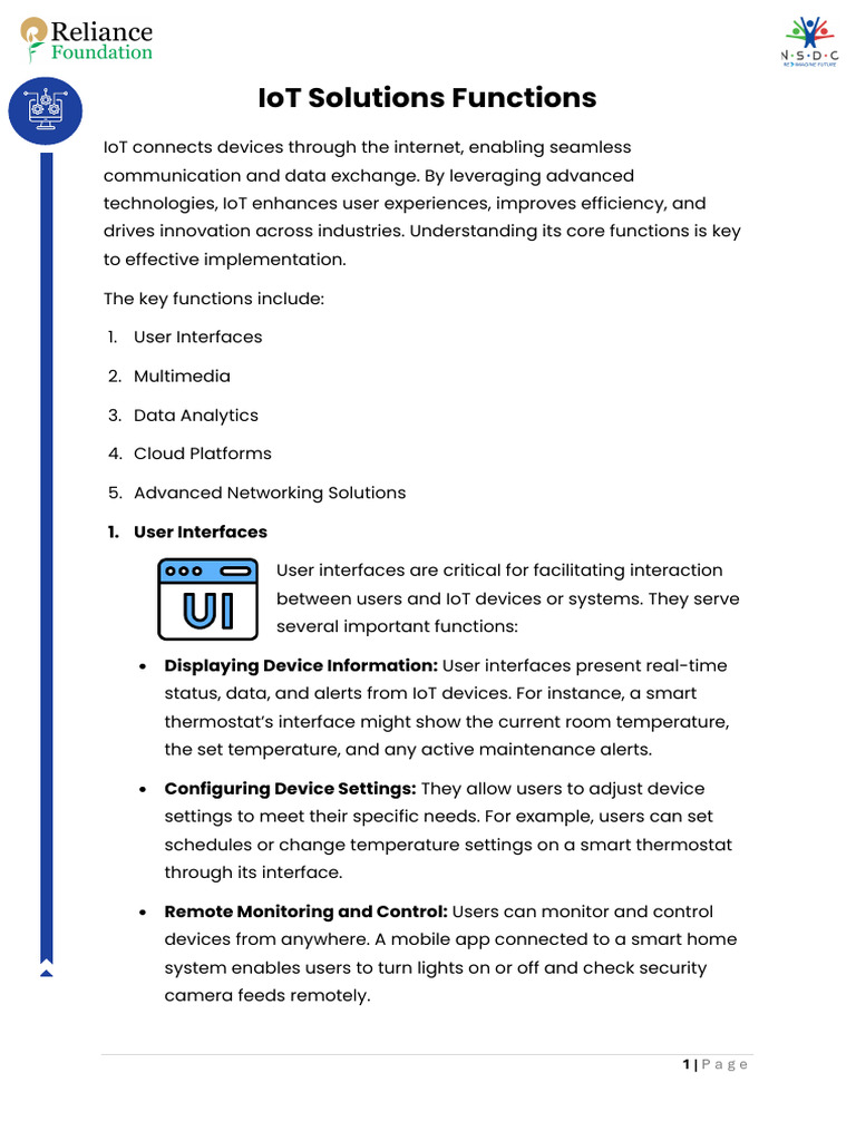 IoT Solutions Functions | PDF