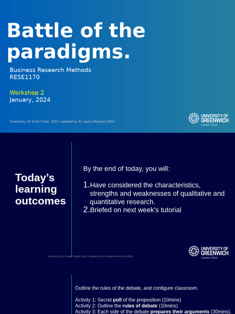 2024 - Tutorial 2 - Battle of The Paradigms | PDF | Quantitative ...