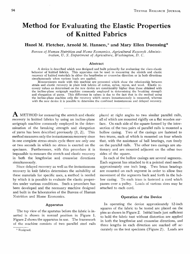 Evaluating Elastic Properties of Knitted Fabrics | PDF | Knitting ...