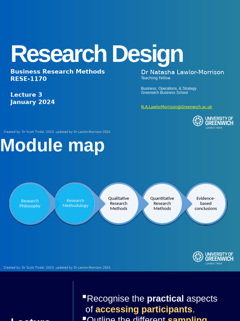 2024 - Lecture 3 - Research Design | PDF | Sampling (Statistics) | Informed Consent