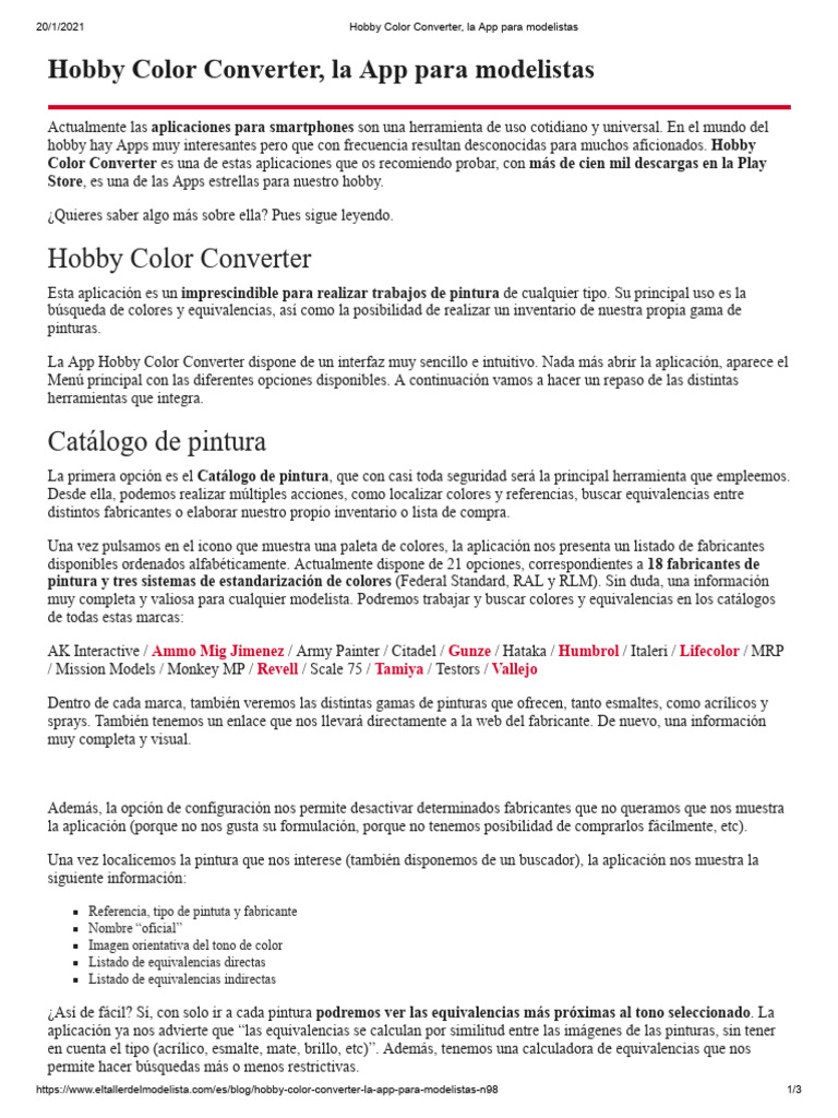 Hobby Color Converter: App para Modelistas | PDF | Aplicación movil | Color