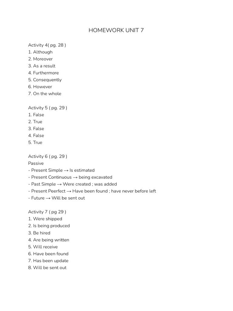 Homework Unit 7 | PDF