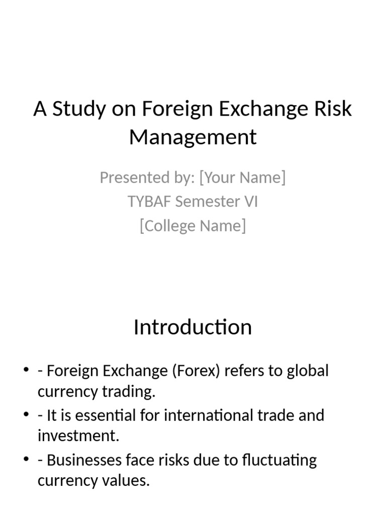 Foreign Exchange Risk Management | PDF