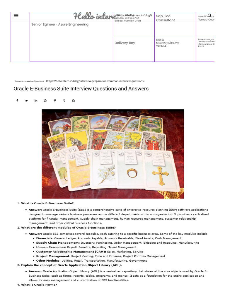 Oracle E-Business Suite Interview Questions and Answers - HelloIntern.in - Blog | PDF ...