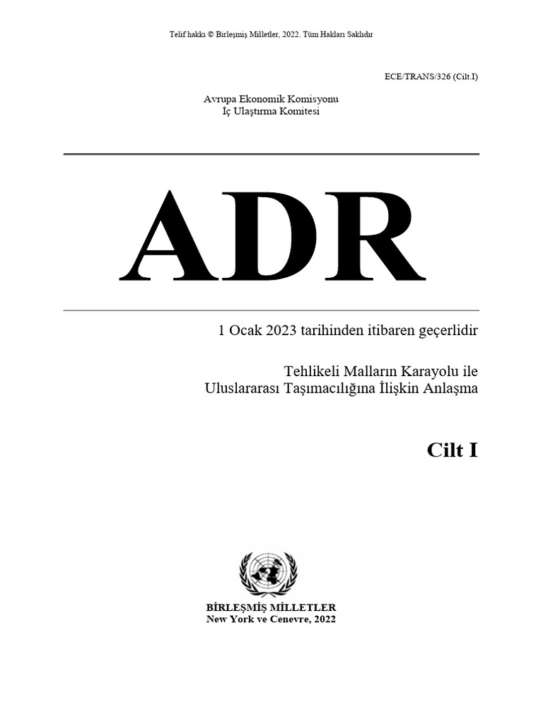 Adr 2023 Turkce Cilt 1 | PDF