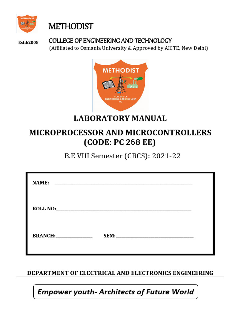 MPMC Lab Manual 2021-22 | PDF | Engineering | Assembly Language