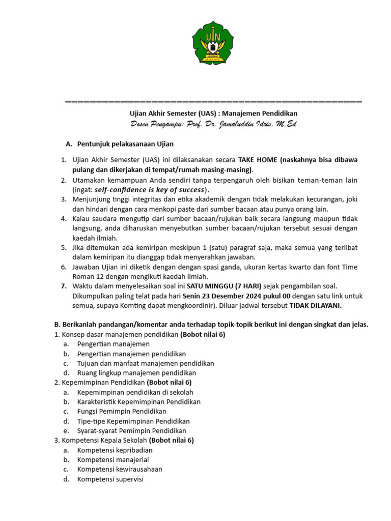 Soal UAS | PDF