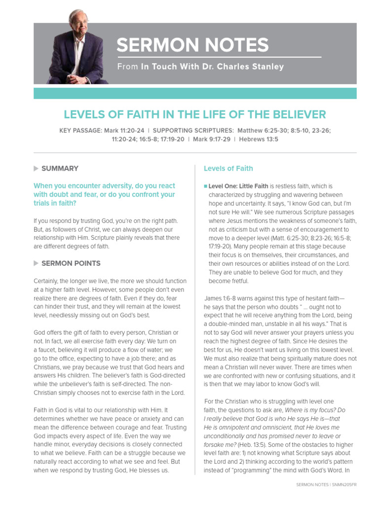 Levels of Faith in The Life of The Believer | PDF | Faith | Jesus