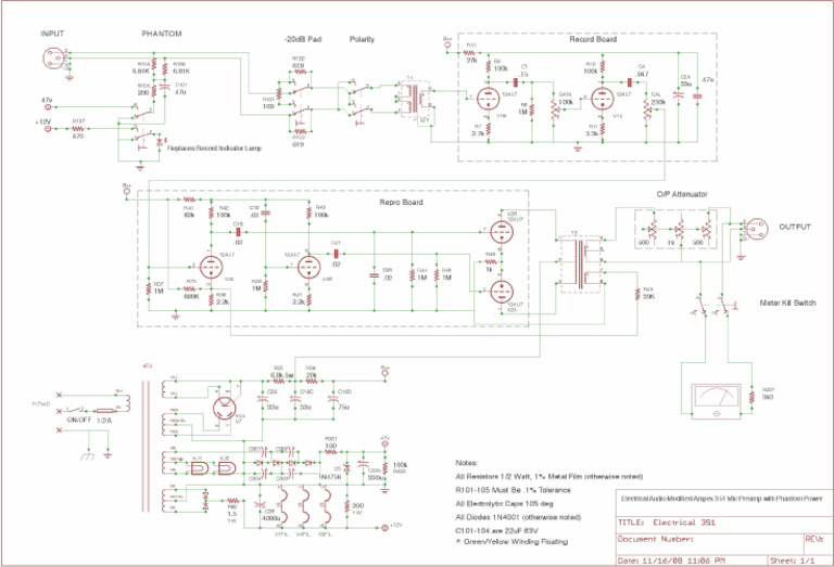 Ampex 351 Electrical Audio Mods Schematic 480019 3 | PDF