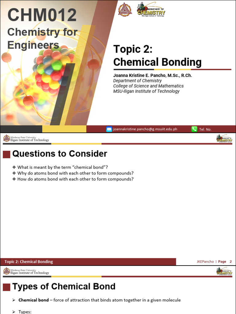 Topic 2 - Chemical Bonding | PDF | Chemical Bond | Ion