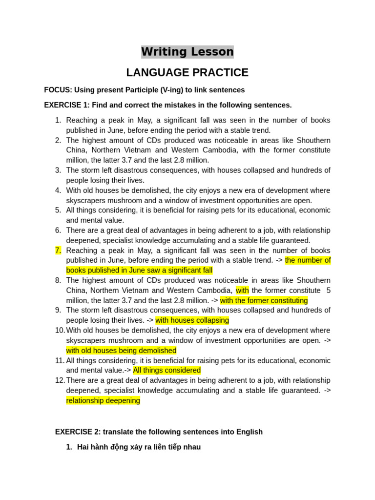 Writing Lesson Task 1 Practice 2 | PDF