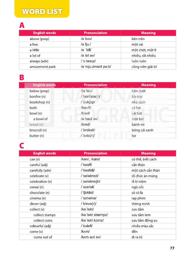 WW5 STB1 Wordlist | PDF