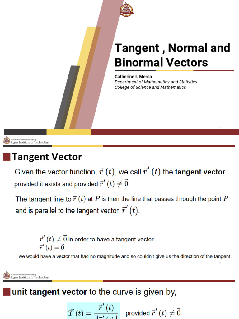 Calculus Vectors Lecture Notes | PDF | Tangent | Euclidean Vector