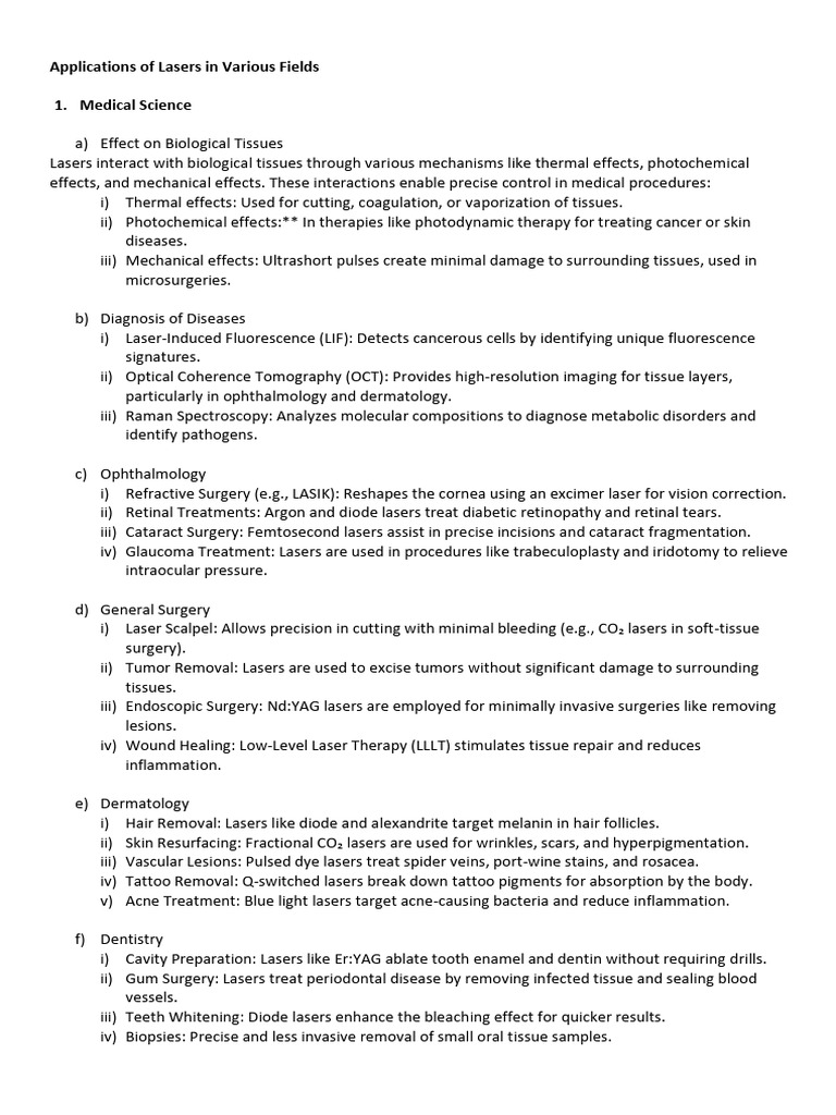 Laser Applications Across Industries | PDF | Holography | Laser