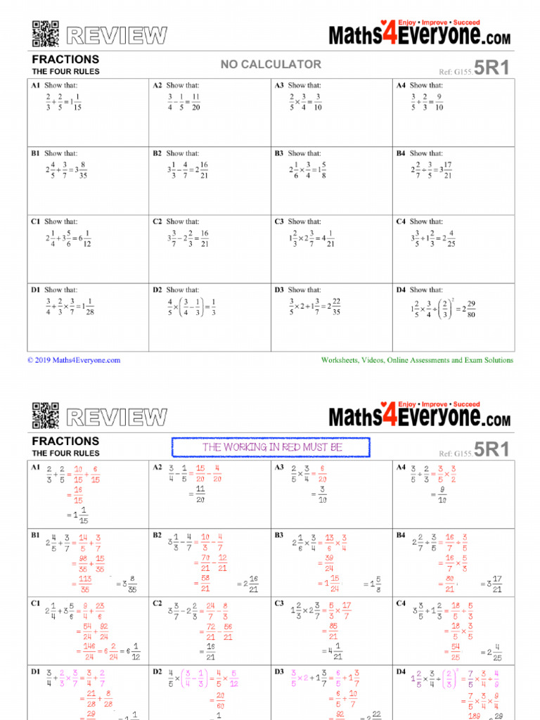 Fractions The Four Rules 20303 | PDF