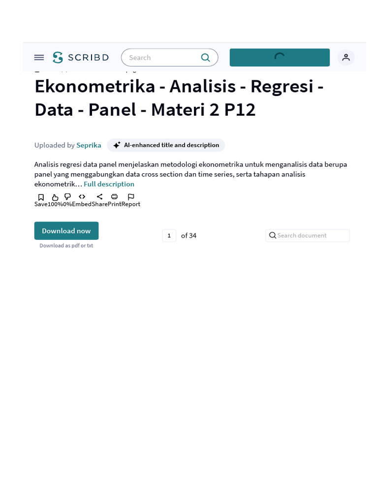 Document576858109ekonometrika Analisis Regresi Data Panel Materi 2 P12 | PDF