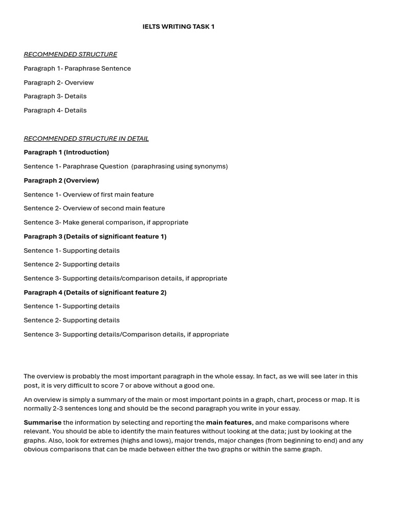 IELTS Writing Task 1 Structure Guide | PDF | Adverb | Sentence ...