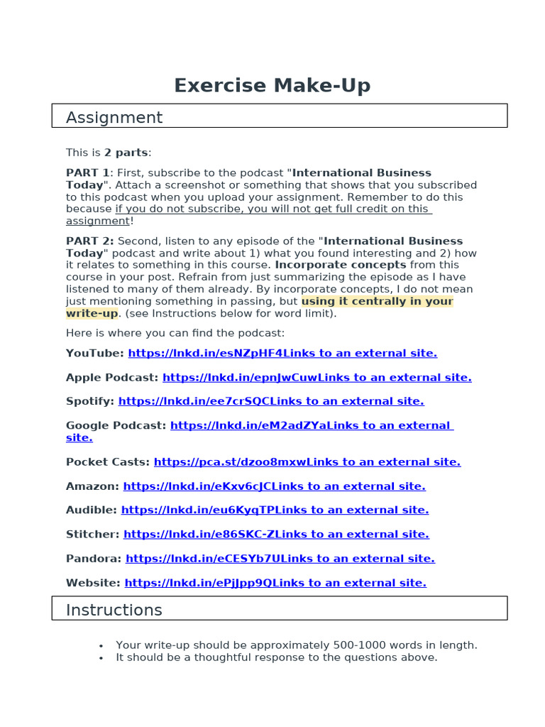 Podcast Assignment: International Business | PDF