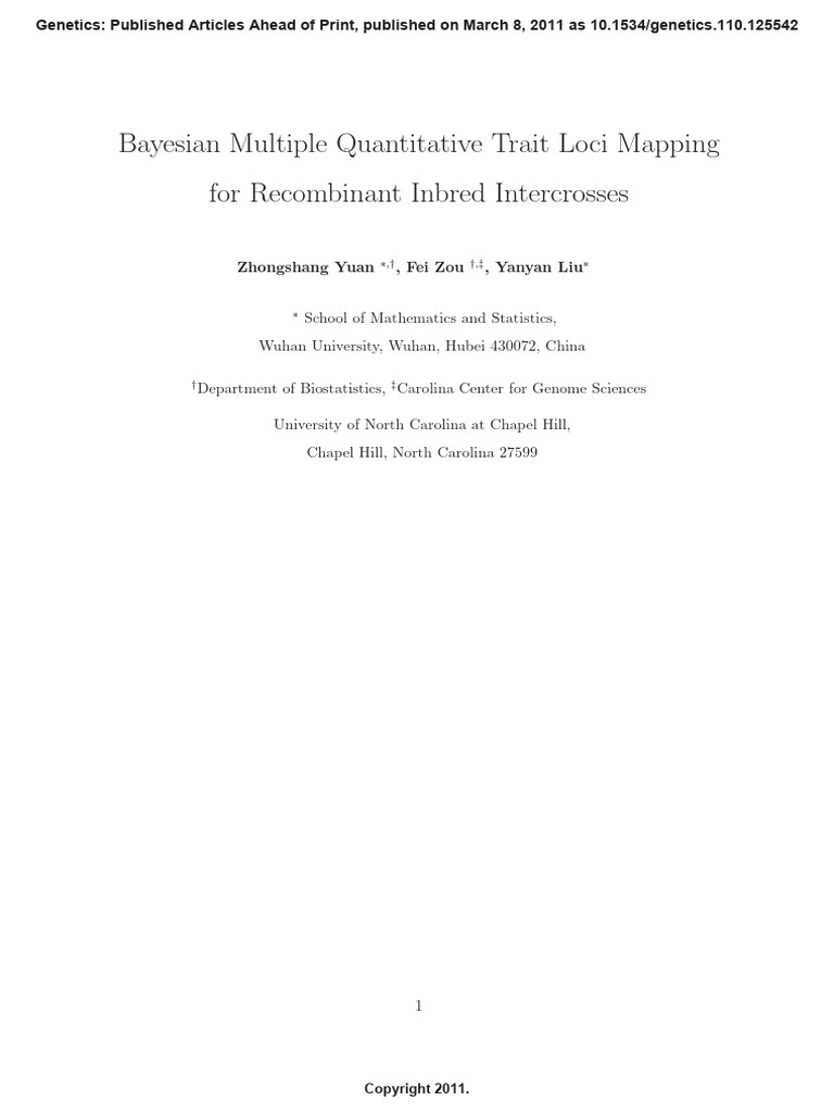 Bayesian Multiple Quantitative Trait Loci Mapping | PDF | Quantitative Trait Locus | Genotype
