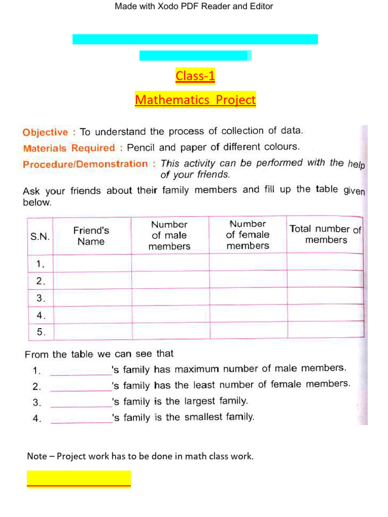 Math Project For 1st Grade II Term 2025 | PDF
