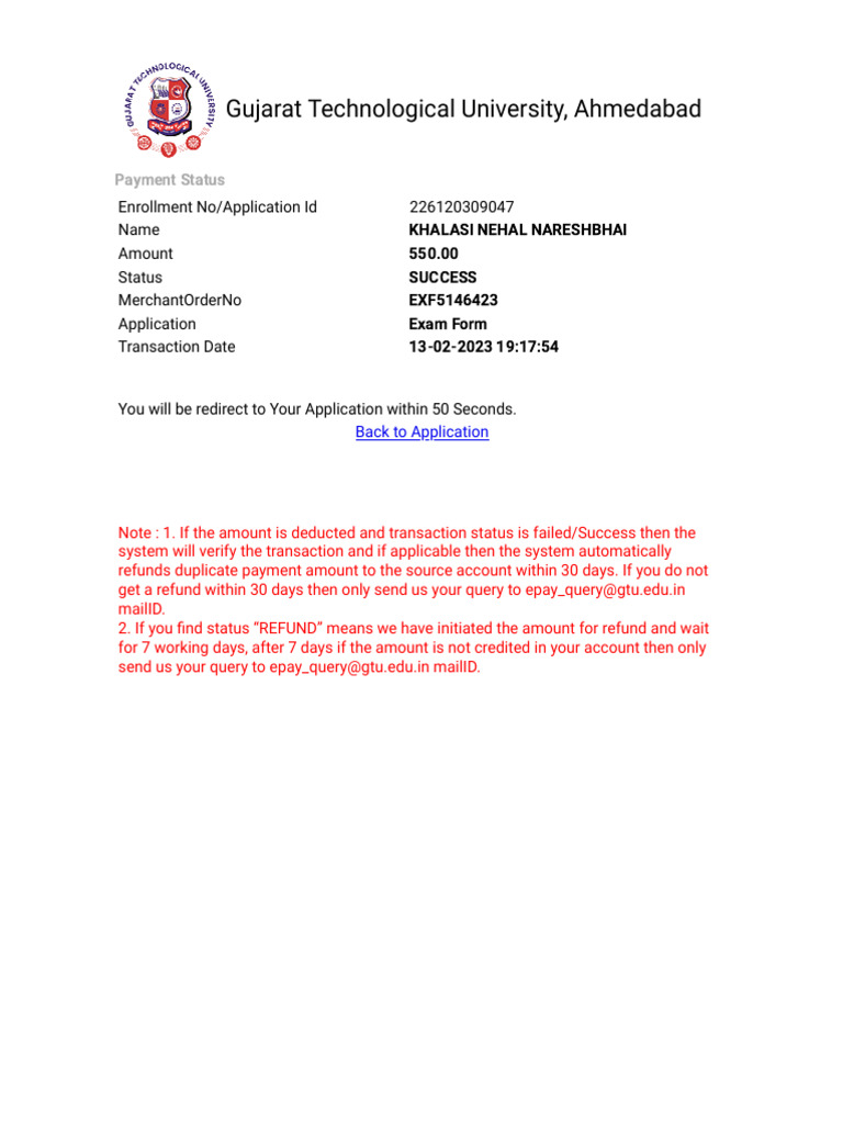 Https WWW - Billdesk.gtu - Ac.in Payresponse - Aspx | PDF