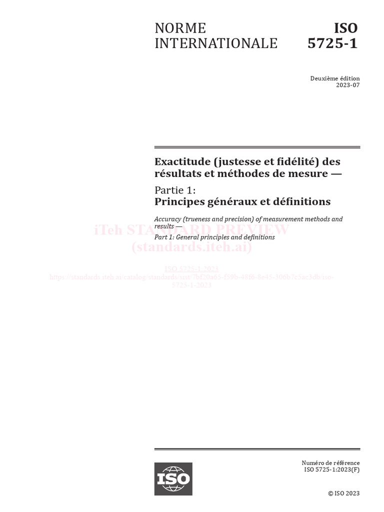 Iso 5725 1 2023 | PDF | Précision | Organisation internationale de ...