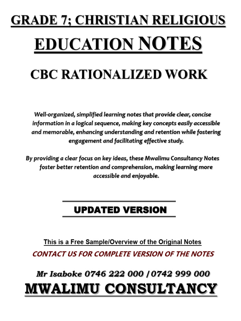 Grade 7 Cre Simplified Notes SP | PDF | Moses | Genesis Creation Narrative