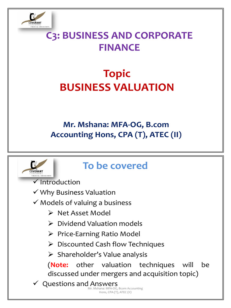 04. Business Valuation Notes Handout (New) | PDF | Valuation (Finance ...