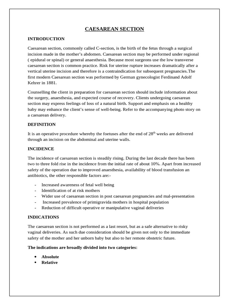 CAESAREAN SECTION final | PDF | Caesarean Section | Childbirth
