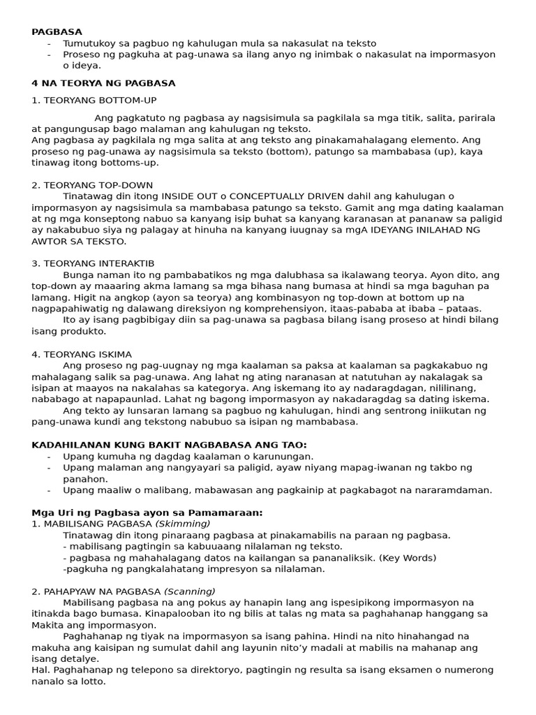Pointers Pagbasa | PDF