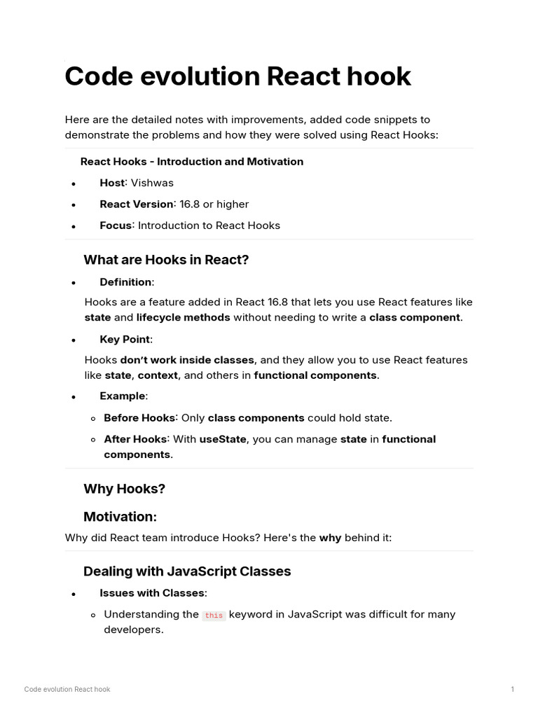 Code Evolution React Hook | PDF | Java Script | Computer Programming