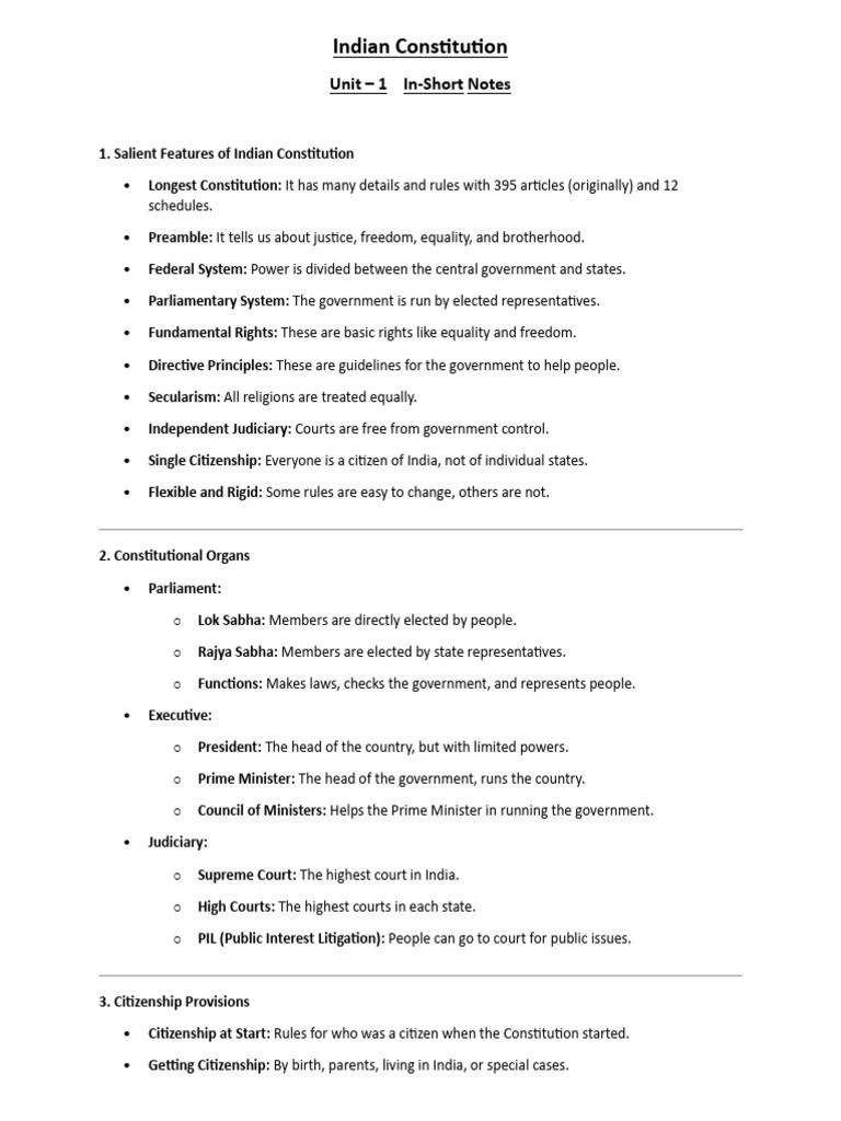 Key Features of the Indian Constitution | PDF