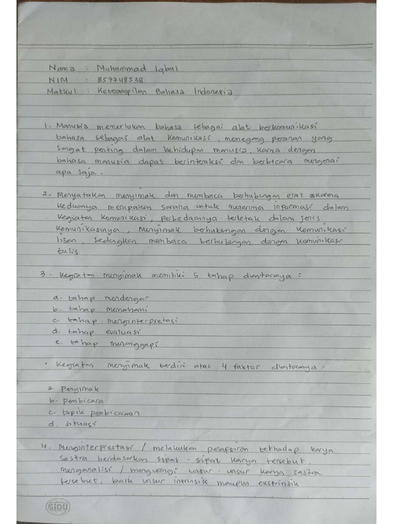 TT1 Bahasa Dan Sastra Indo - M.iqbal | PDF