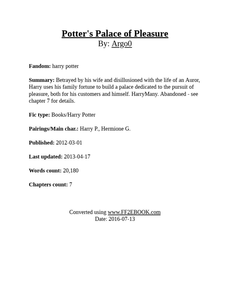 Potter - S Palace of Pleasure Argo0 | PDF