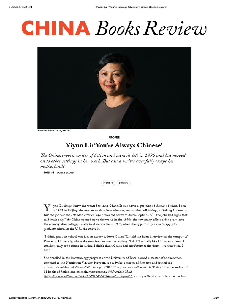 Yiyun Li_ 'You’Re Always Chinese' _ China Books Review | PDF | Cultural ...
