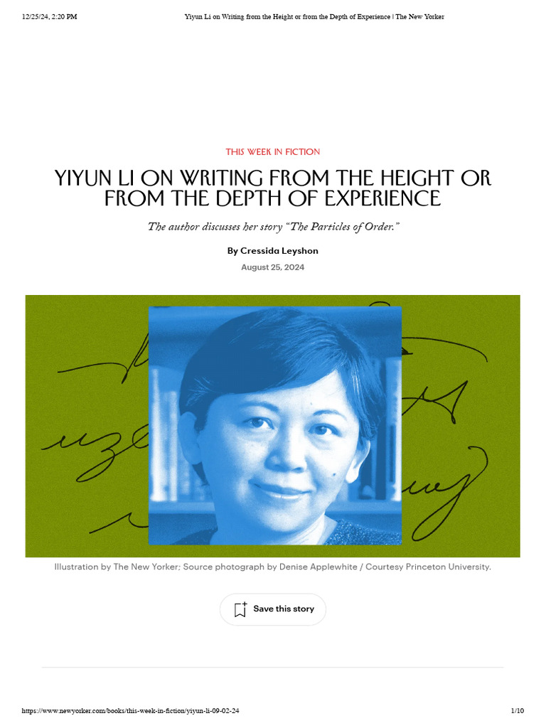 Yiyun Li on Writing From the Height or From the Depth of Experience ...