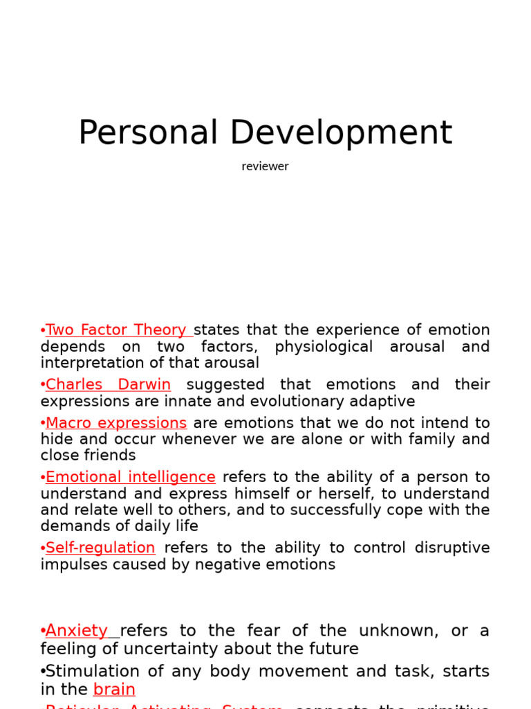Personal Development Reviewer | PDF | Emotions | Cerebral Hemisphere
