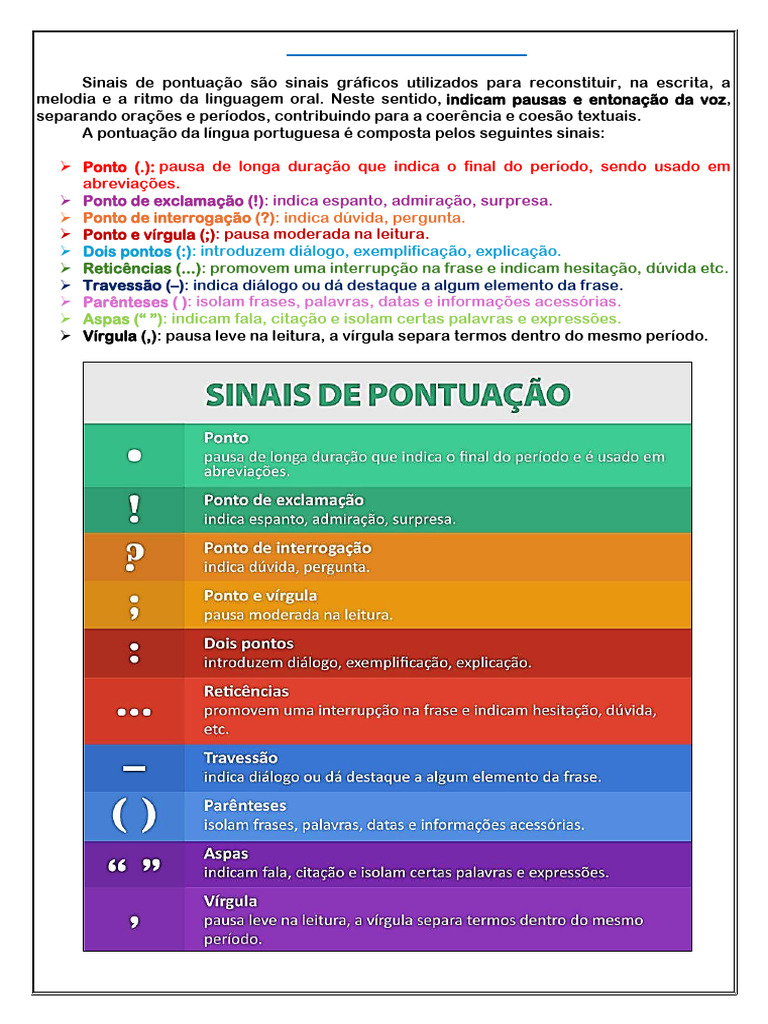 Guia Completo de Pontuação em Português | PDF | Mecânica da linguagem ...