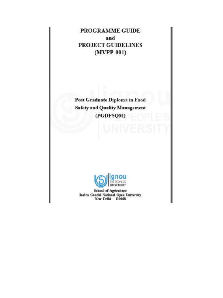 Ignou PGDFQSM MVPP 001 Project Guidelines | PDF