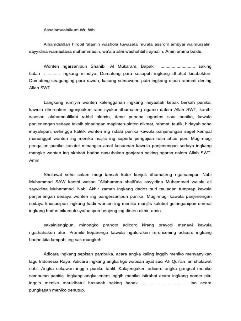 Contoh Teks MC Pengajian Bahasa Jawa | PDF