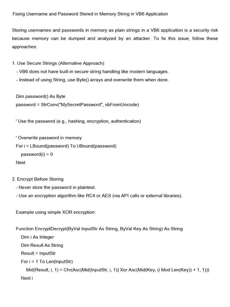 VB6 Password Security | PDF