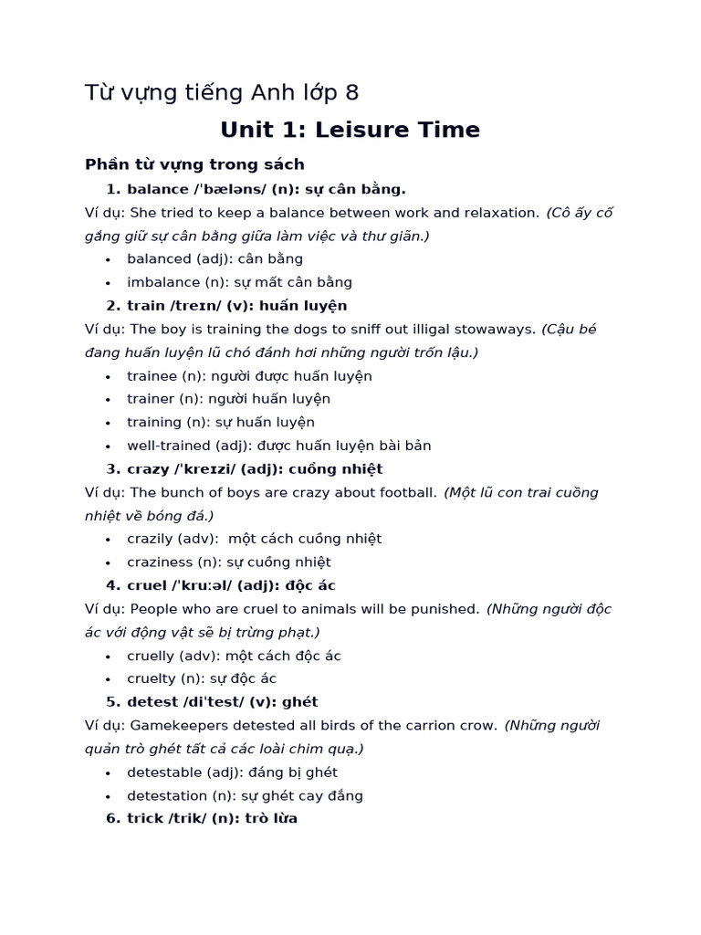 Unit 1 Leisure Time | PDF