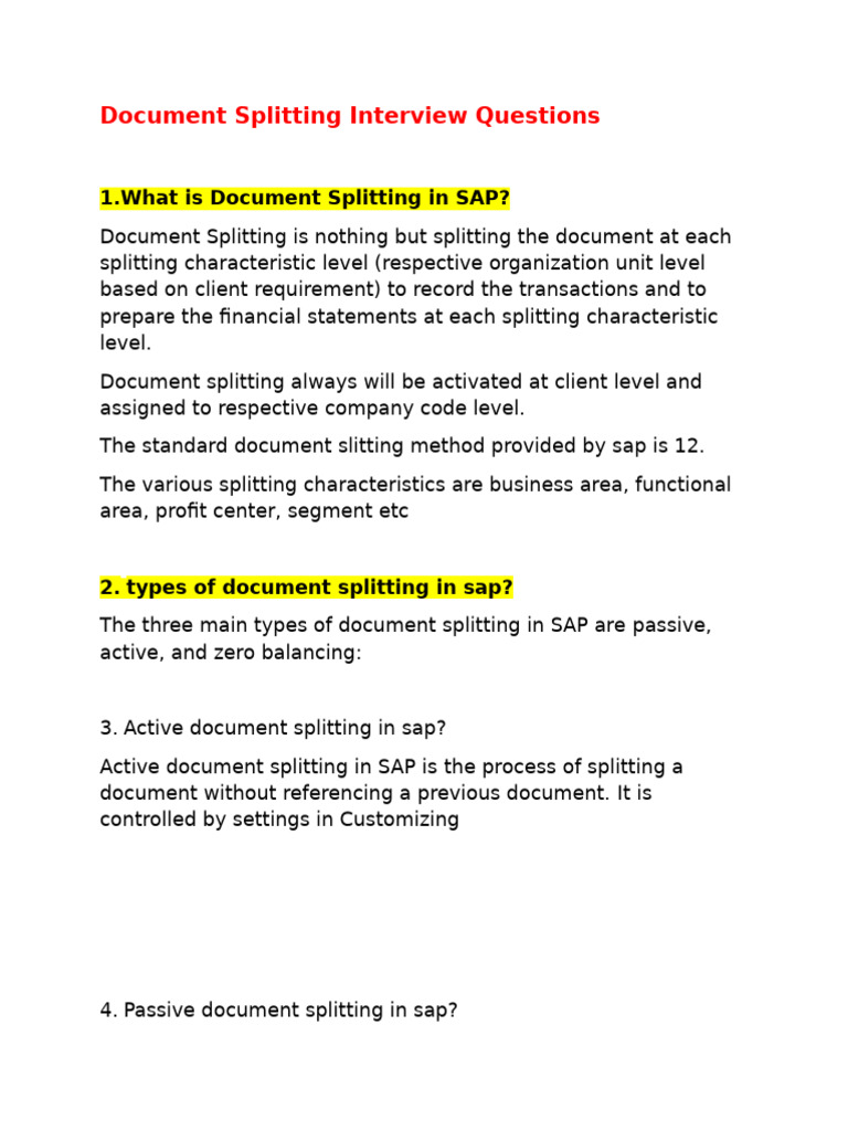Document Splitting Interview Questions | PDF