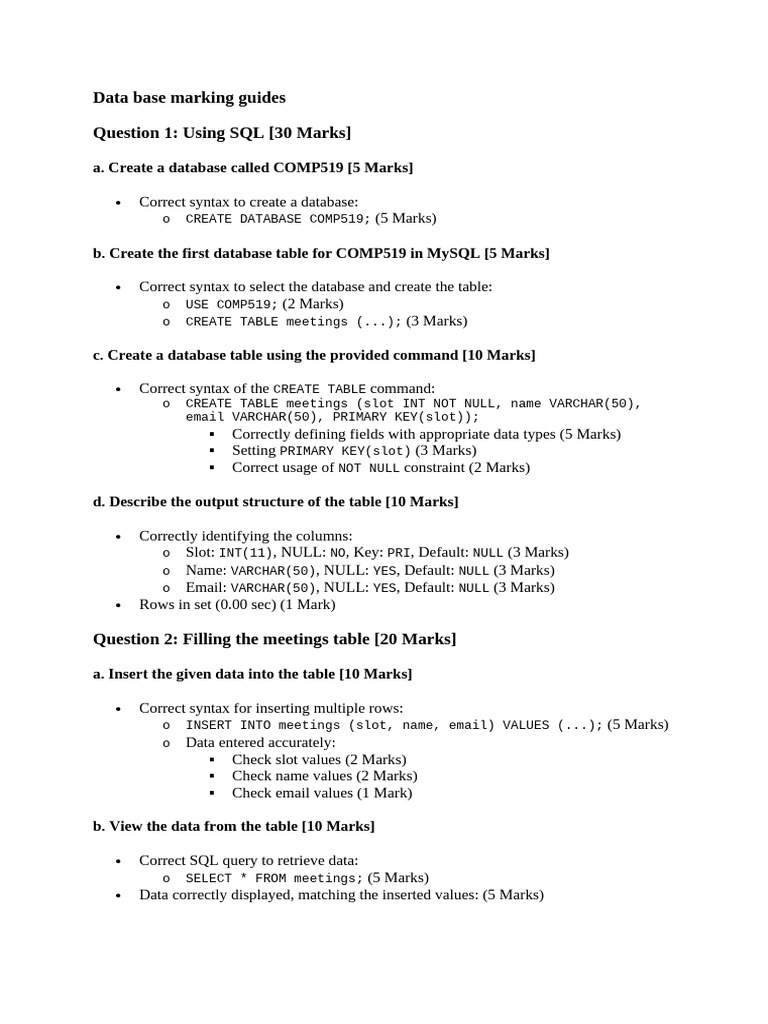 Data base marking guides | PDF | Databases | Data Management