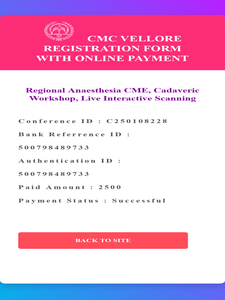 Conference Registration - CMC Vellore | PDF